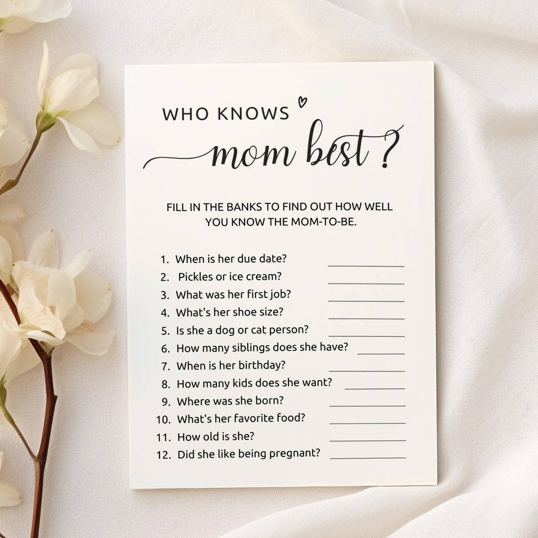 Who Knows Mom Best Baby Shower Game How Well Do You Know - Etsy Australia