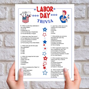 Labor Day Trivia Game, Labor Day Activity, End of Summer Game, Labor ...