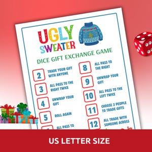 Ugly Sweater Gift Exchange Game, Christmas Dice Gift Exchange, Roll the ...