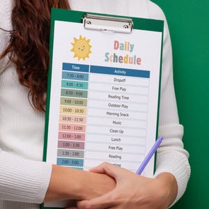 Daily Daycare Schedule for Pre-k, Editable Kids Daily Schedule Template ...