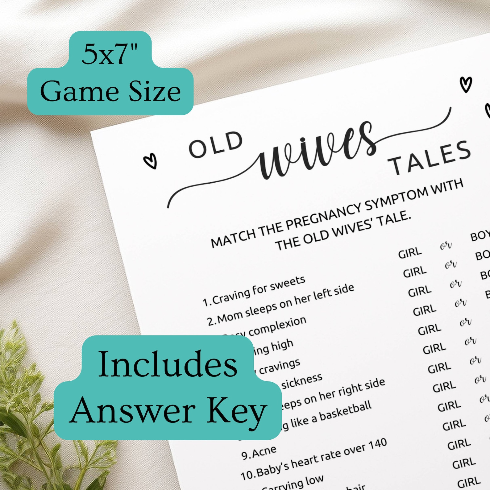 Old Wives Tale Game, Printable Baby Shower Game, Minimalist Baby Shower ...
