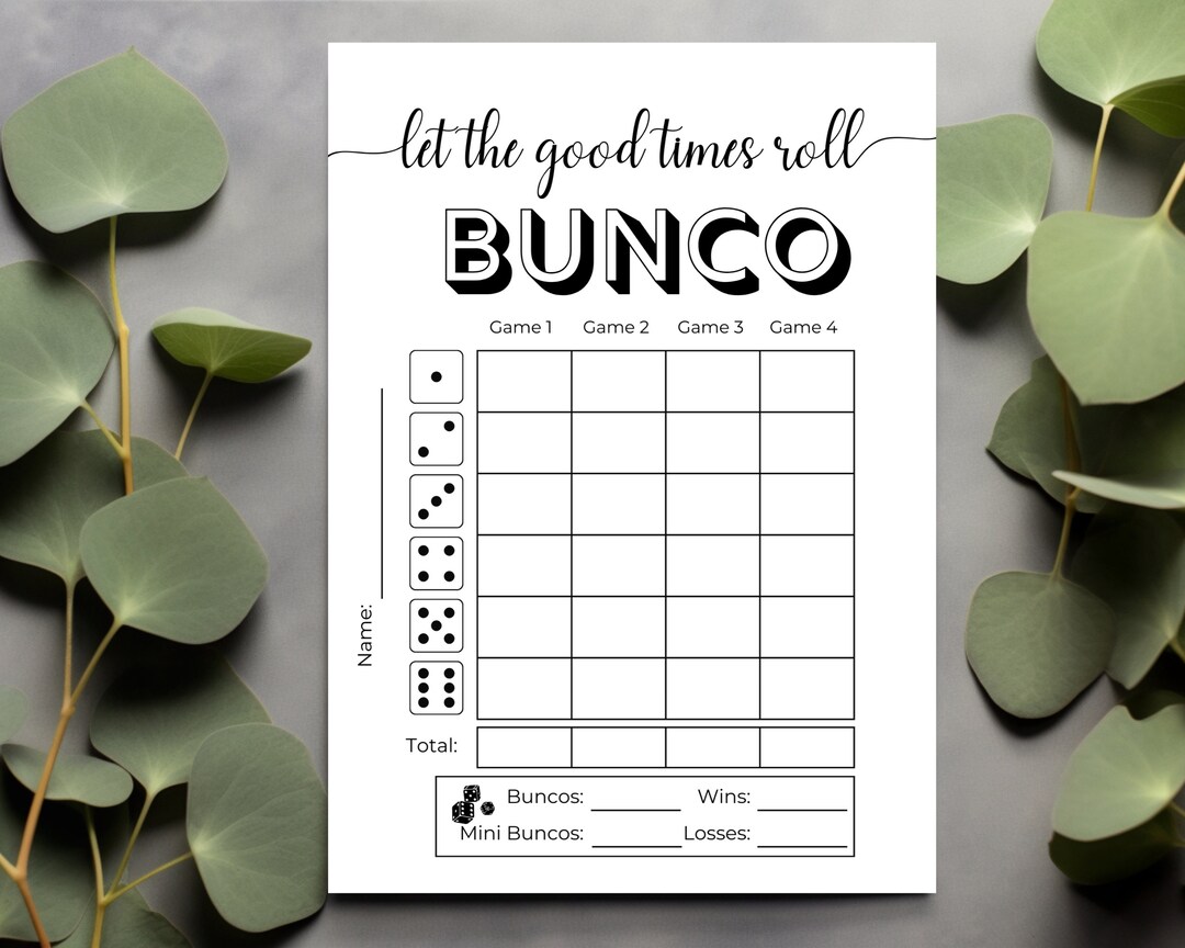 Bunco Game Score Sheets, Simple Bunco Tally Sheets, Let the Good Times ...