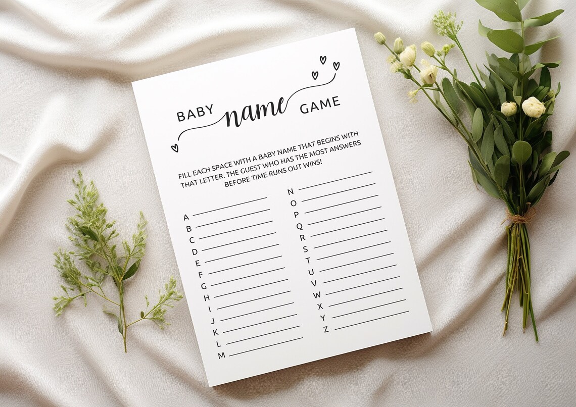 Baby Shower ABC Name Game, Baby Name Game, Baby Word Race Game, Baby ...