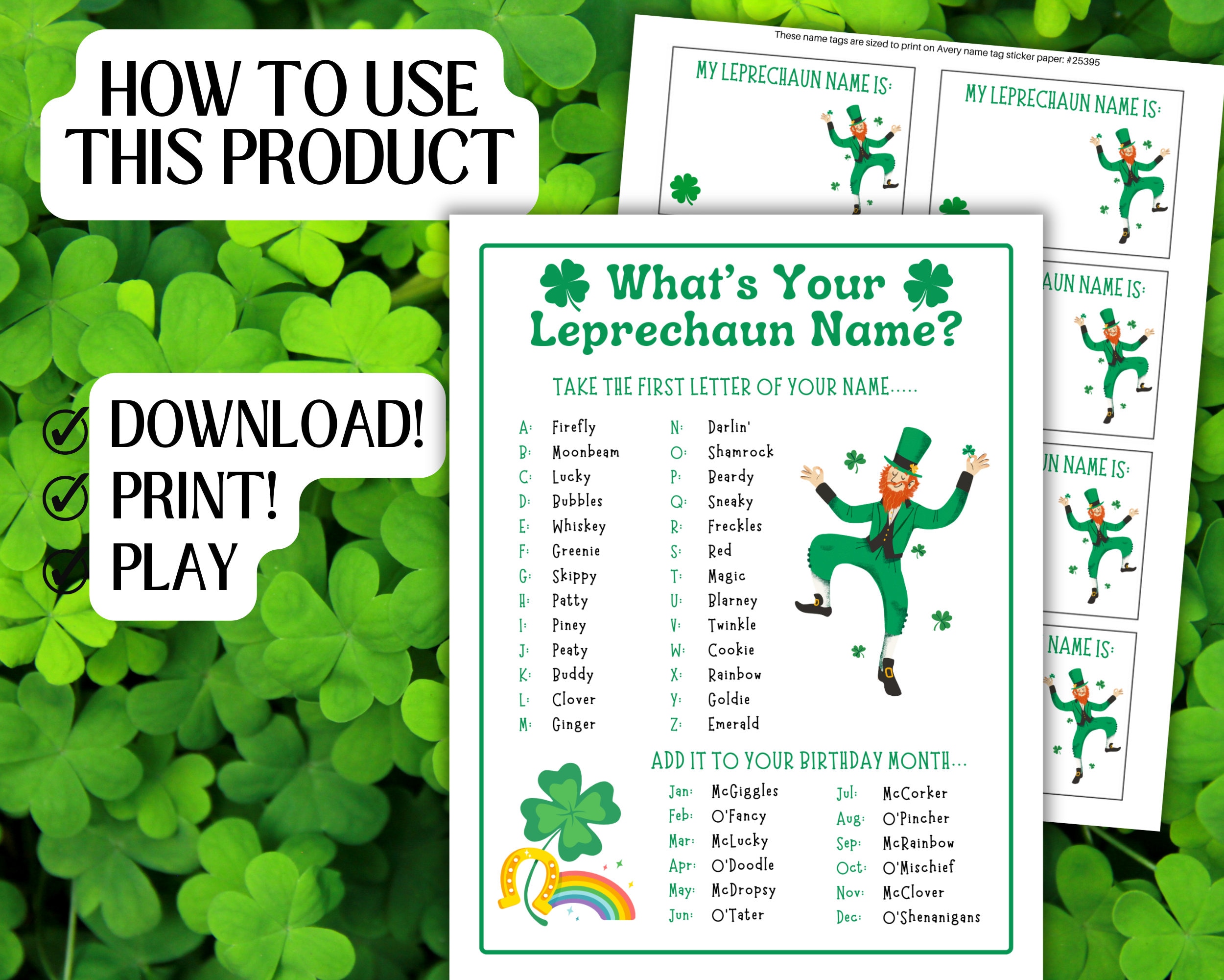 Leprechaun Name Game, What's Your Leprechaun Name, St. Patrick's Day ...