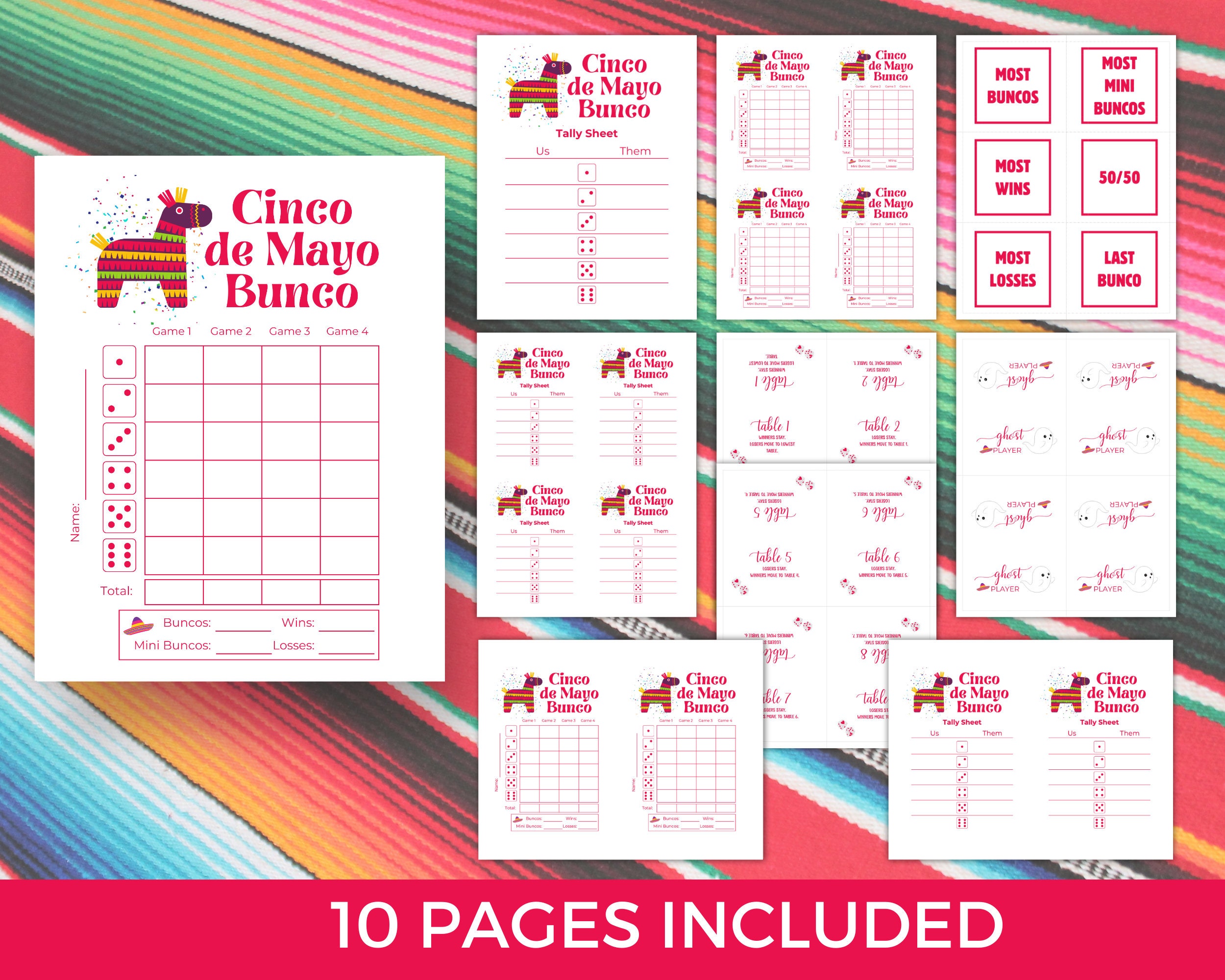 Cinco De Mayo Bunco Score Sheets, May Bunco Sheets, Fiesta Bunco Game ...