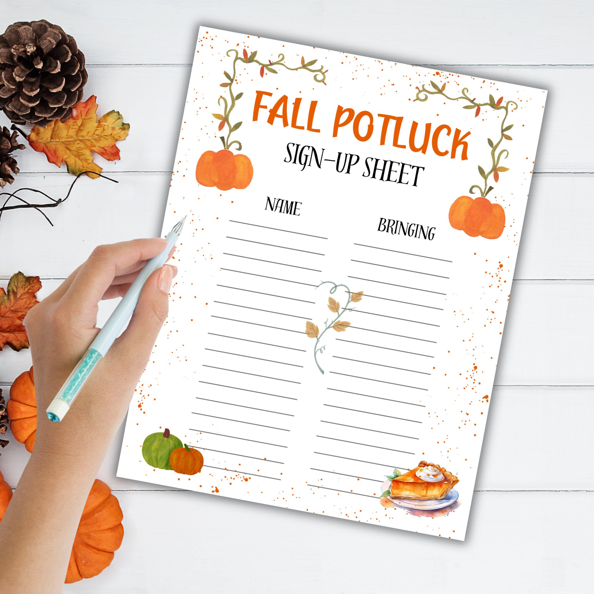 Fall Potluck Sign up Sheet, Fall Fest Sign up Sheet, Potluck Sign up ...