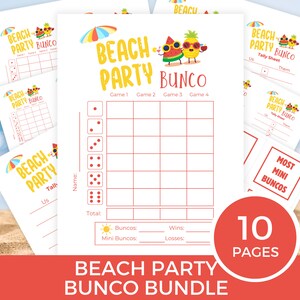 Beach Party Bunco Score Sheets, Summer Bunco Score Cards, Summer Bunco ...