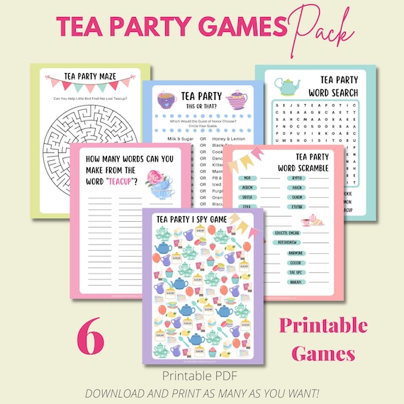Tea Party Games for Kids INSTANT DOWNLOAD Tea Party for - Etsy