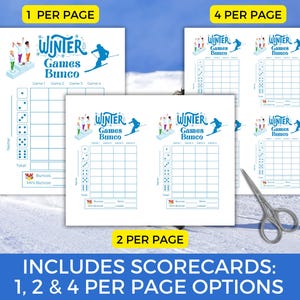 Winter Games Bunco Score Sheets, Winter Bunco Score Cards, Italy Games ...