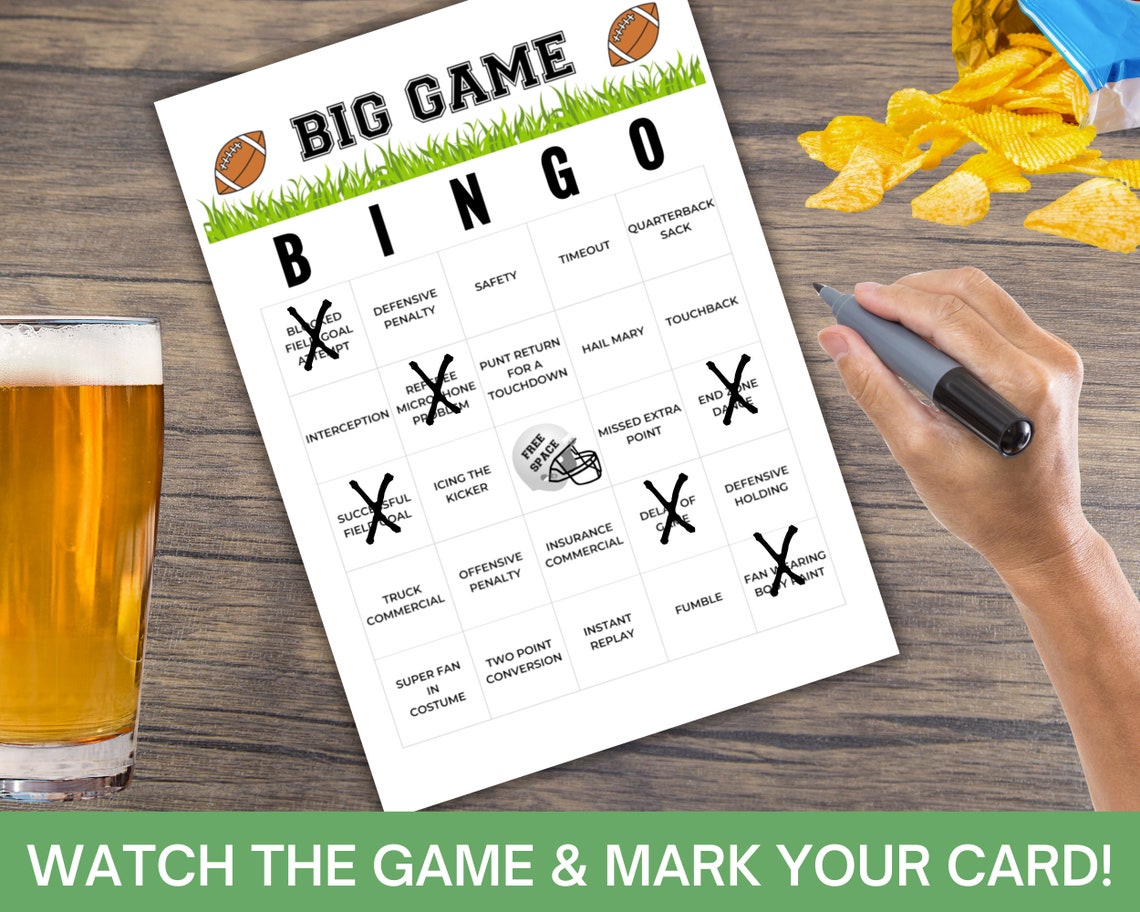 Football Bingo Cards Football Party Game Watch Party Game - Etsy