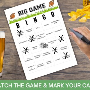 Football Bingo Cards, Football Party Game, Watch Party Game, Big Game ...