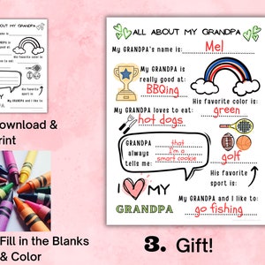 All About My Grandpa Printable, Kids Father's Day Printable, Printable ...