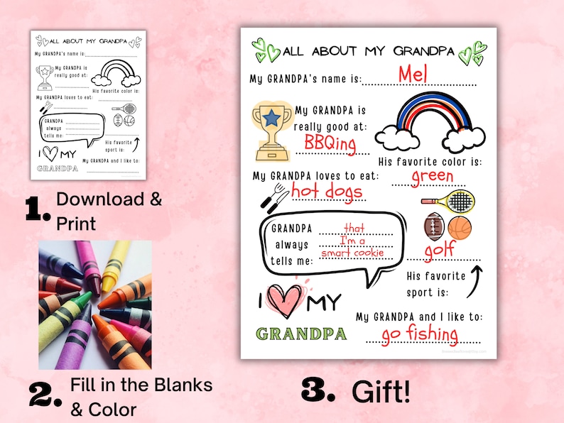 All About My Grandpa Printable, Kids Father's Day Printable, Printable ...