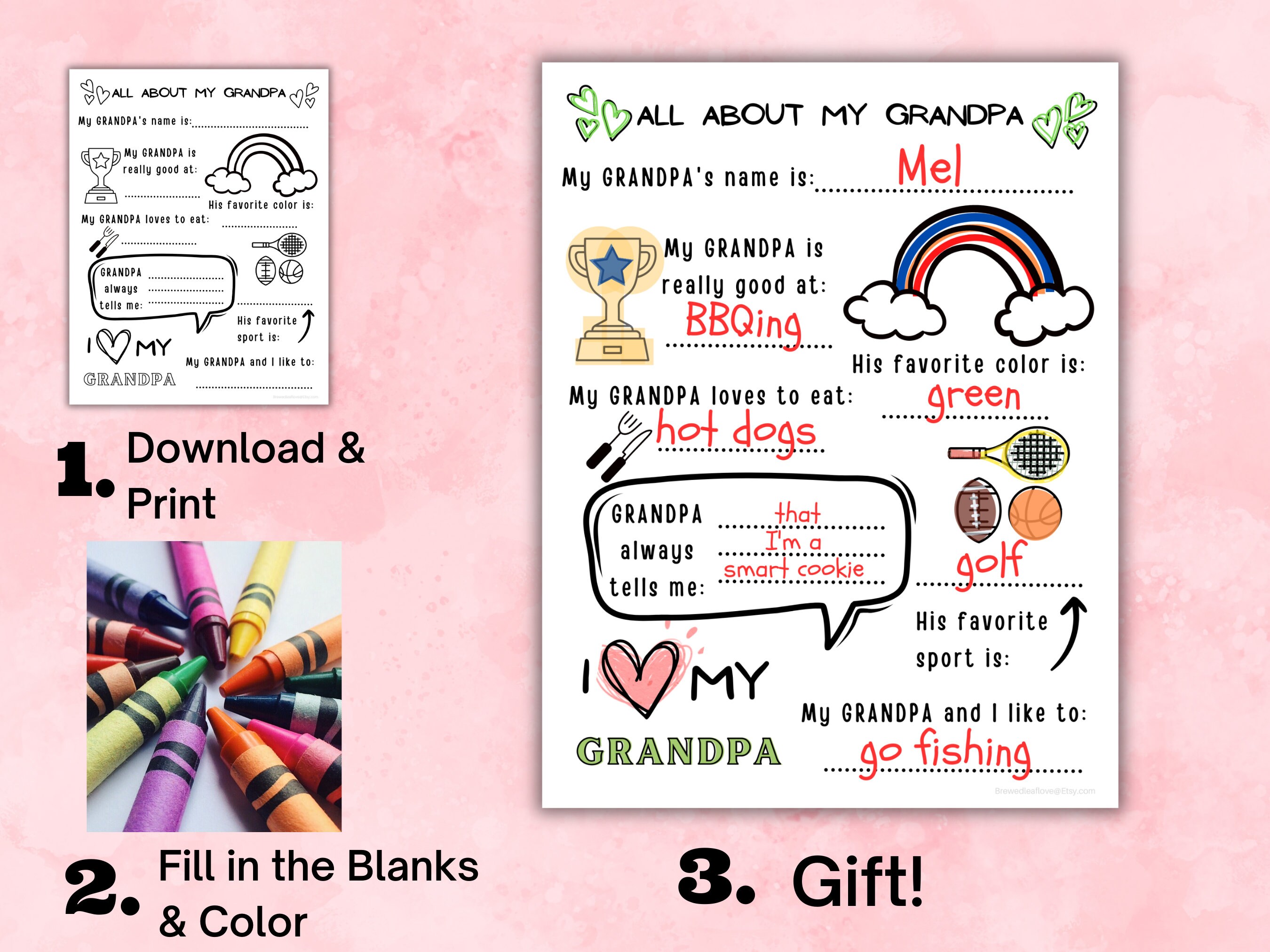 All About My Grandpa Printable, Kids Father's Day Printable, Printable ...