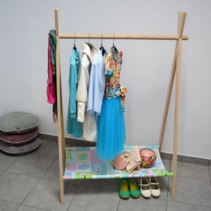Kids Clothing Rack, Clothes Rack With Canvas, Wooden Rack, Dress up ...