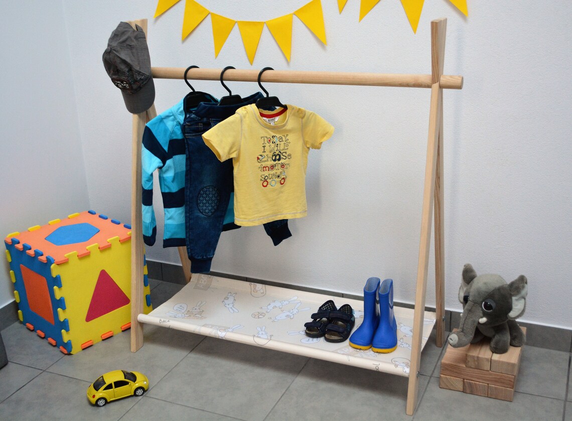 Mini Kids Clothes Rack, Toddler Rack,montessori Children Room, Wooden ...