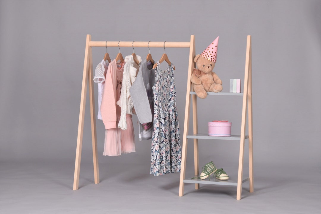 Toddler Montessori Wardrobe Small, KIDS Clothing Rack, Length ...