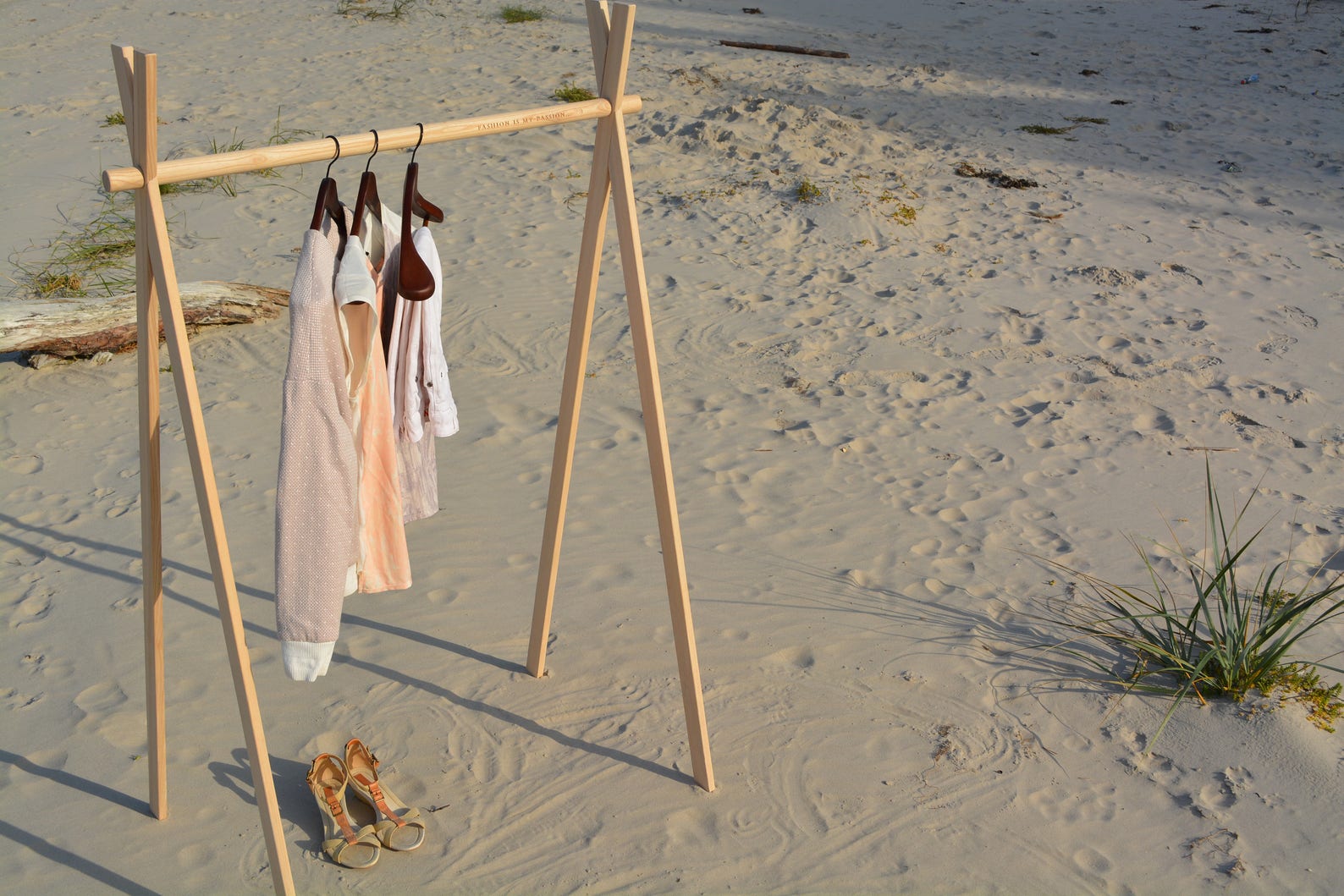 Wooden Clothes Rack, Dress up Storage Free Standing, Fold up A Frame ...