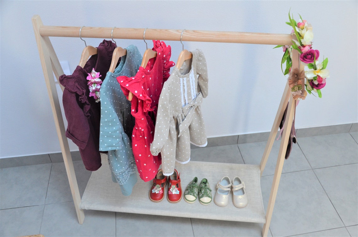 Toddler Wooden Rackmontessori Clothingmini Kids Clothes | Etsy