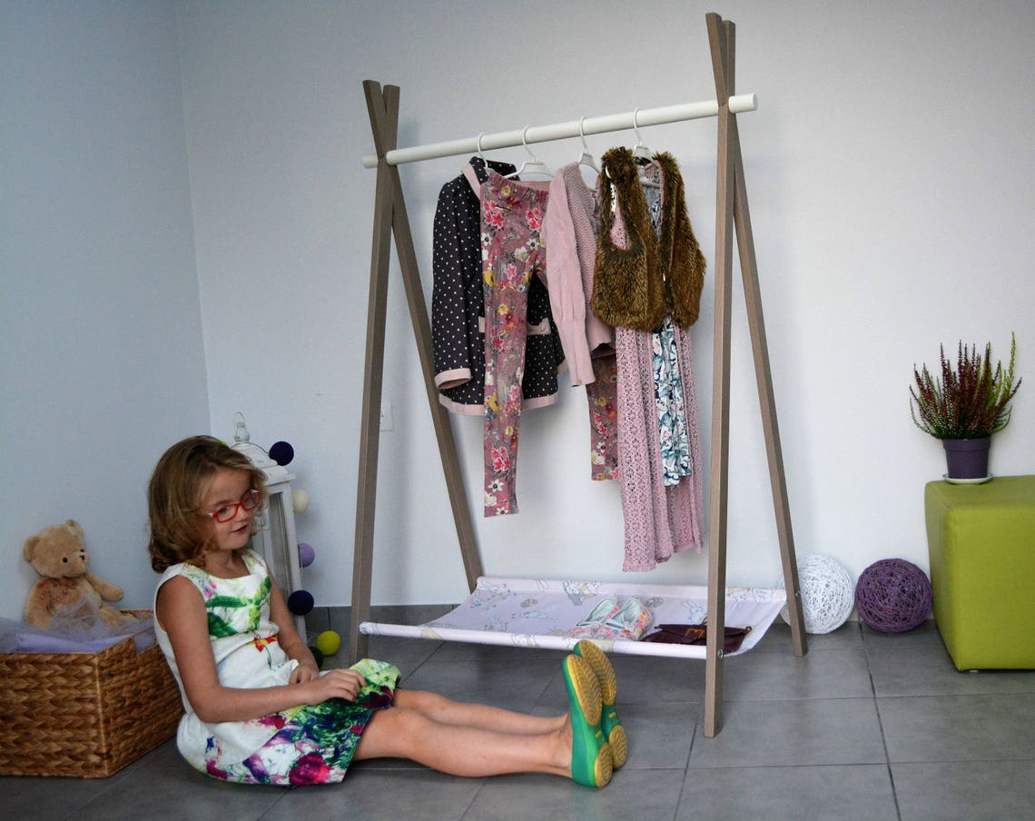 Kids Clothing Rack Wooden Rack Clothes Rack With Canvas | Etsy