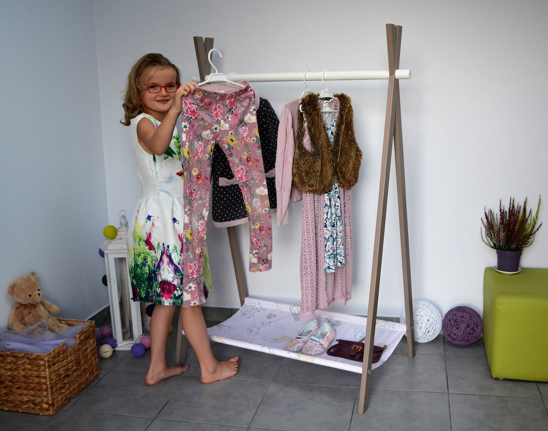 Kids Clothing Rack, Wooden Rack, Clothes Rack With Canvas, Childrens ...