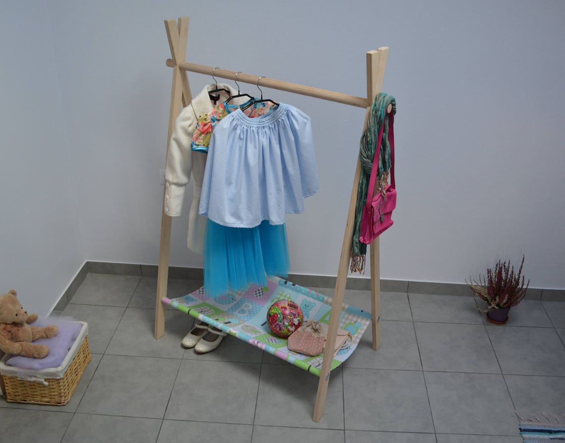 Kids Clothing Rack Clothes Rack With Canvas Wooden Rack - Etsy