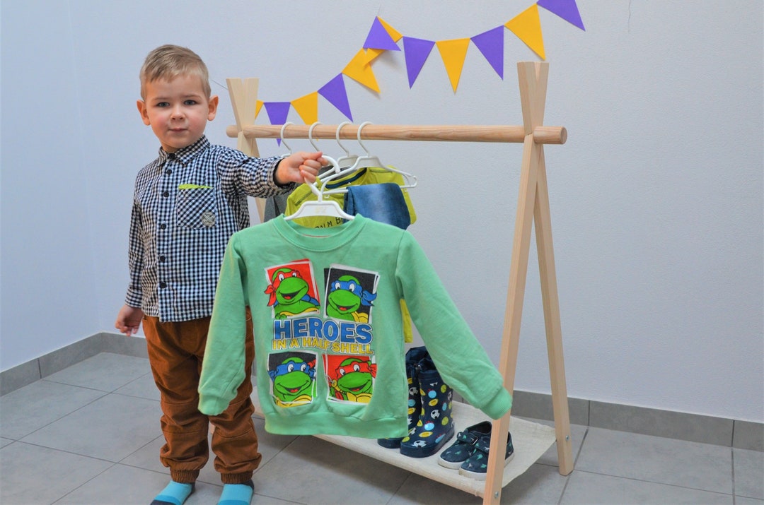 Toddler Rack,montessori Children Room, Mini Kids Clothes Rack,wooden ...