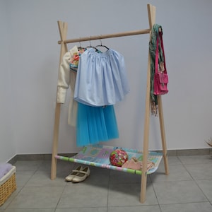 Kids Clothing Rack, Clothes Rack With Canvas, Wooden Rack, Dress up ...