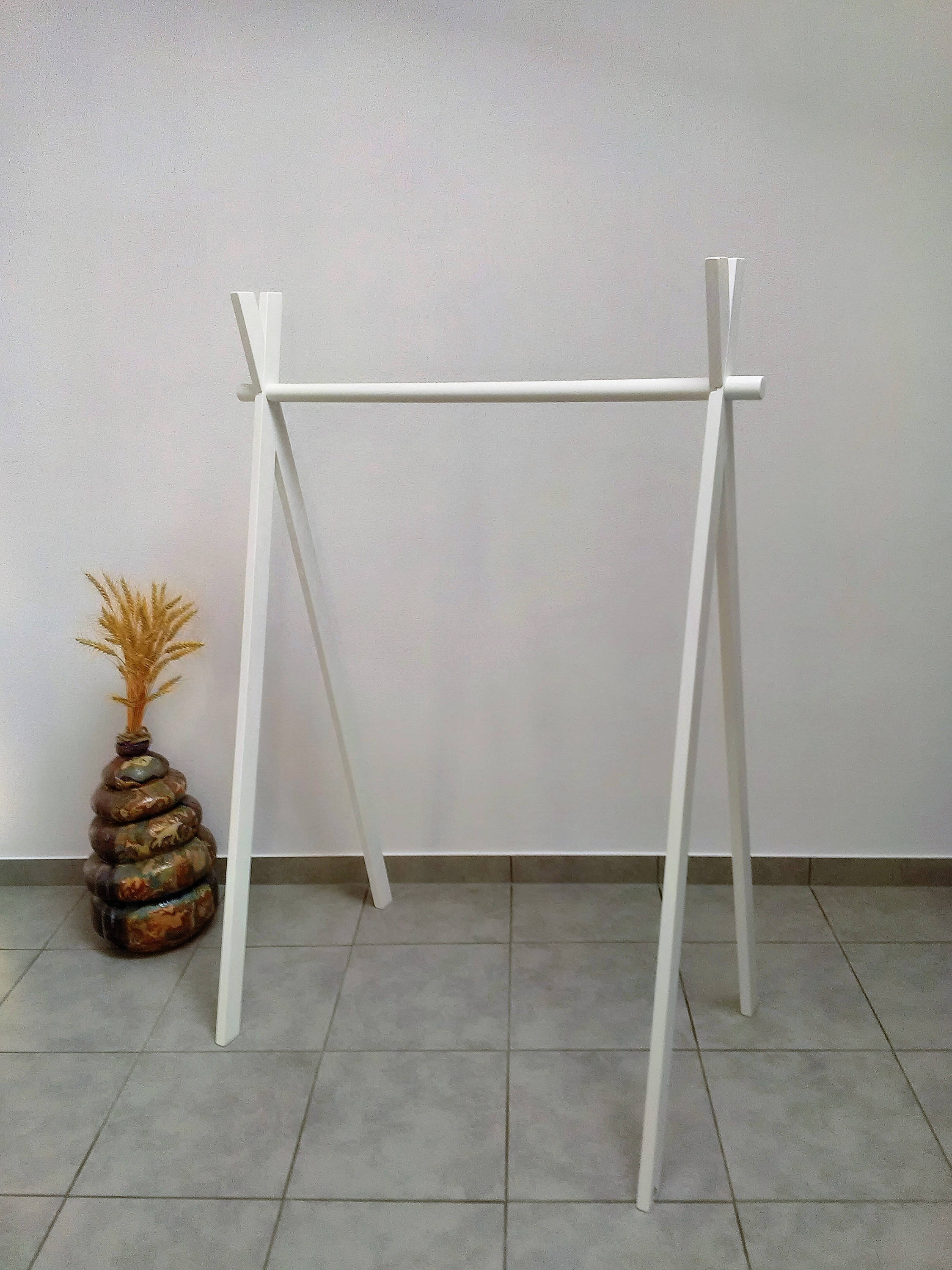 White Clothes Rack, Garment Wooden Stand, Adult Clothing Rack, Dress up ...