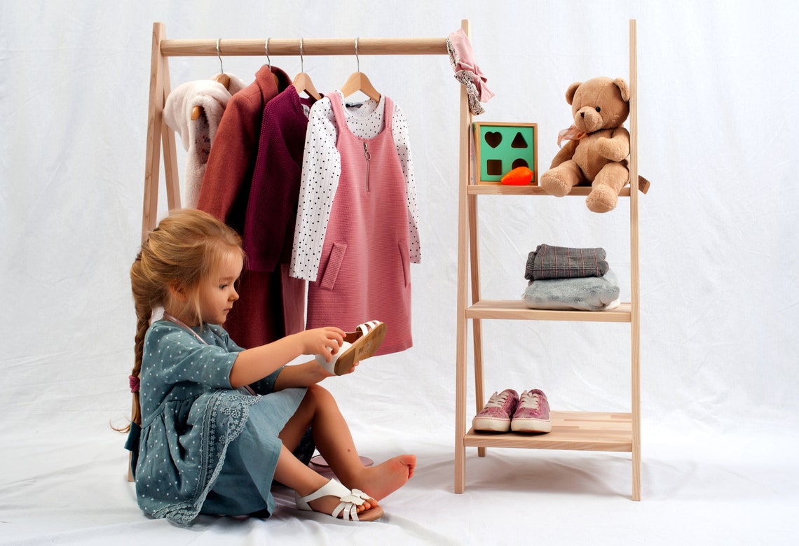 Montessori Wardrobe Toddler KIDS Clothing Rack Dress up - Etsy