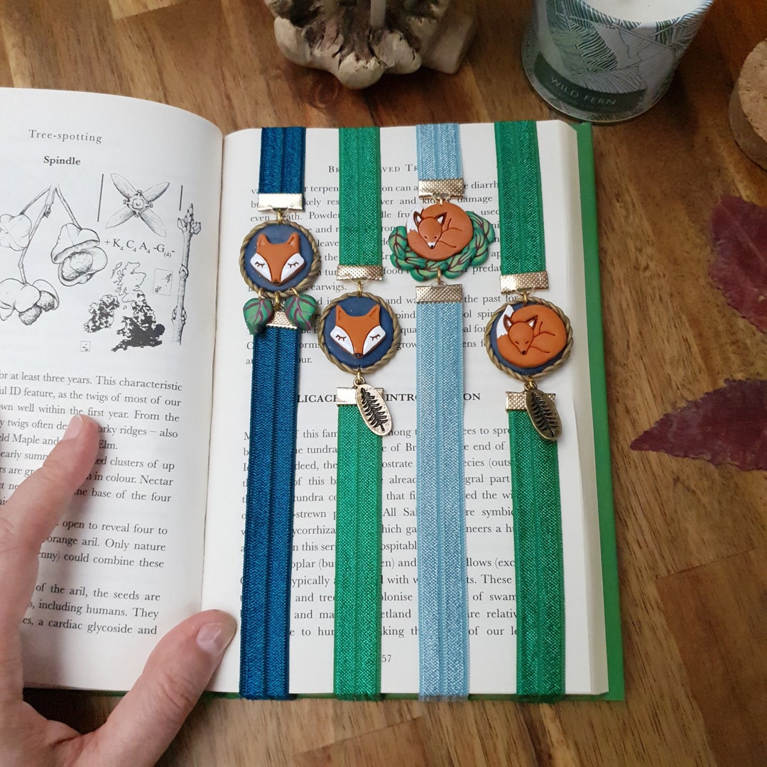 Sleeping Fox Elastic Ribbon Bookmarks / Handmade From Polymer Clay ...