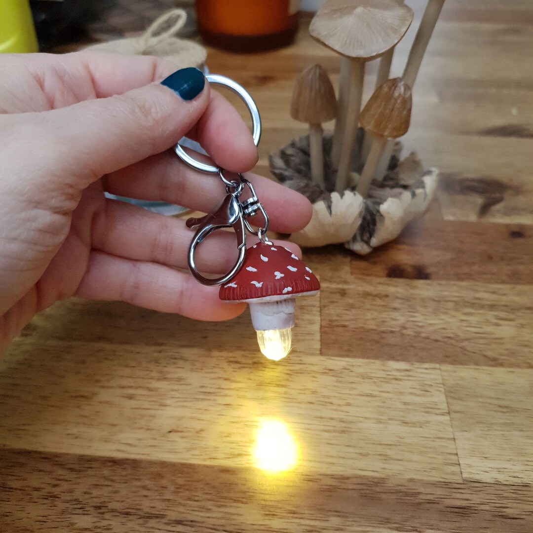 Mushroom Key Chain Light Handmade From Clay / Fungi Accessories - Etsy