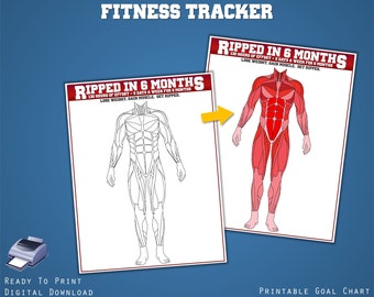 Printable Fitness Goal Tracker Workout Tracker, Coloring Muscle Chart ...