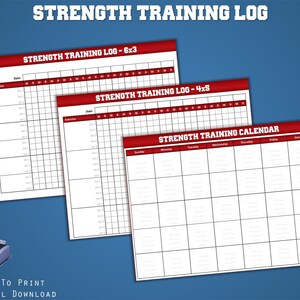 Strength Training Log – Fitness Planner, Workout Log, Weight Lifting ...