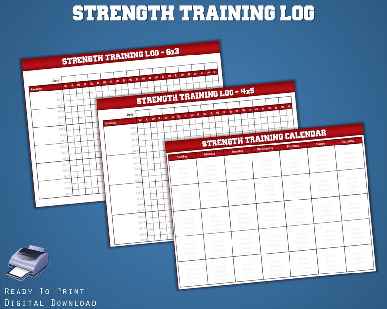 Strength Training Log – Fitness Planner, Workout Log, Weight Lifting ...