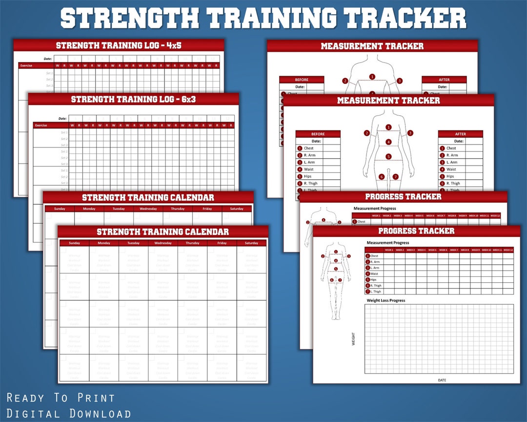Strength Training Log – Fitness Planner, Workout Log, Weight Lifting ...