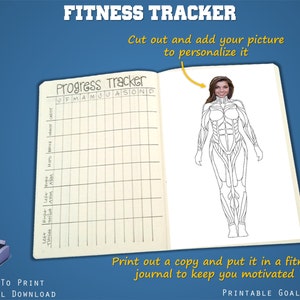 Printable Fitness Goal Tracker Workout Tracker, Coloring Muscle Chart ...