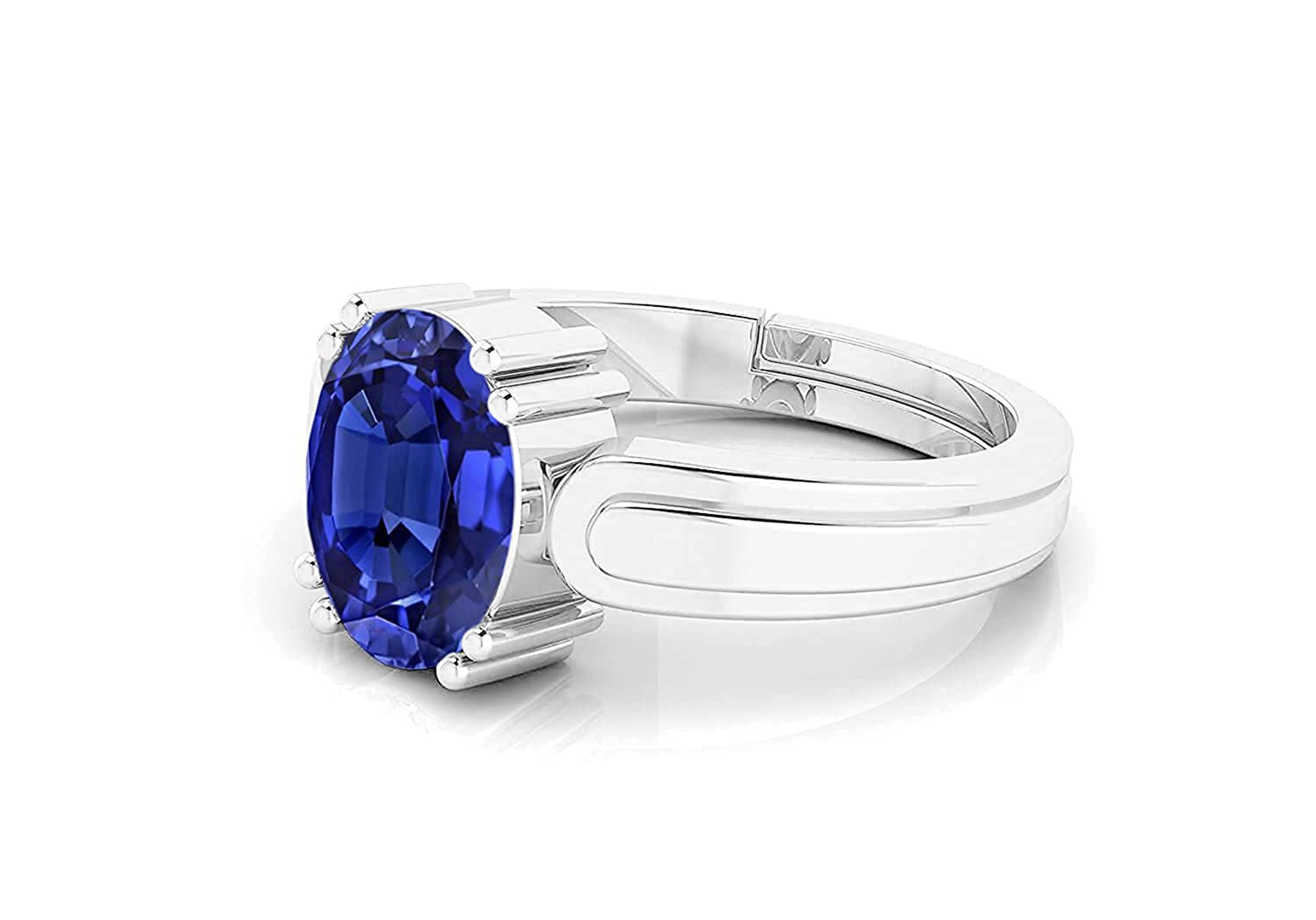 925 Sterling Silver Ring 4ct Blue Sapphire Ring, Blue Sapphire Bands ...