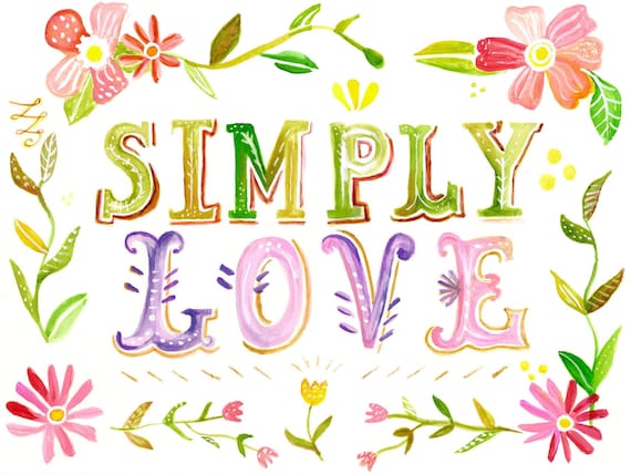 Simply Love Mixed Media Print | Etsy