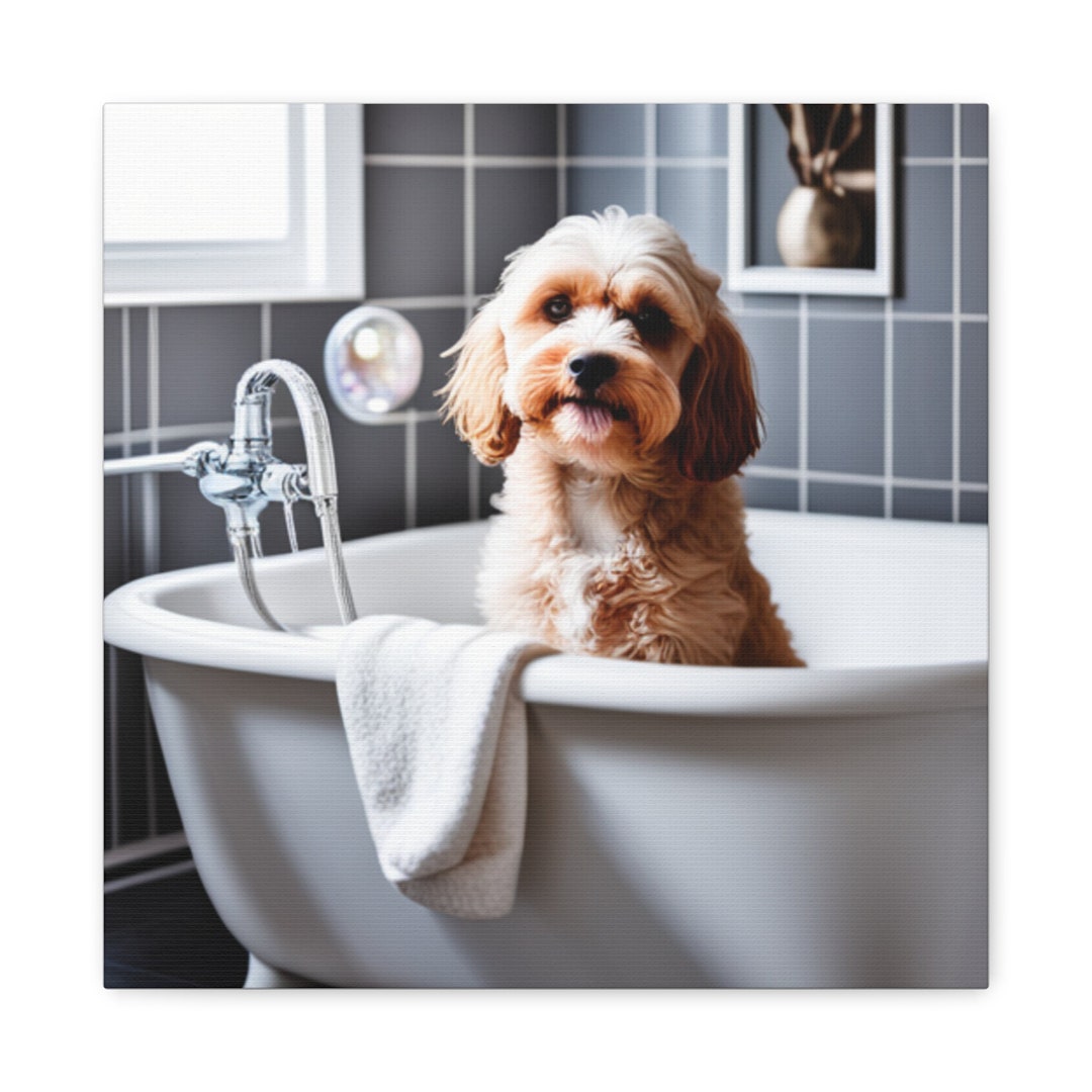 Cavapoo Pet Portrait, Bath Wall Art Canvas - Etsy