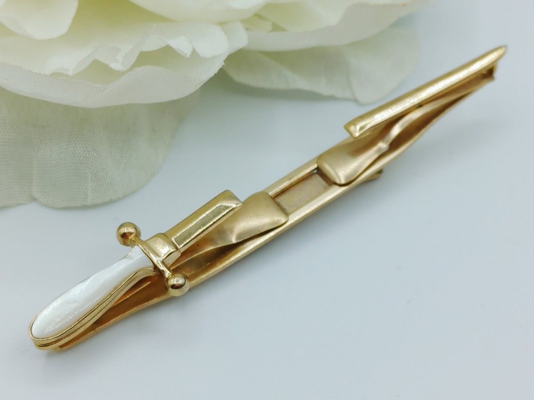 Vintage Sword Tie Bar Clip Signed Swank Pierced Sword Illusion Tie Clip ...