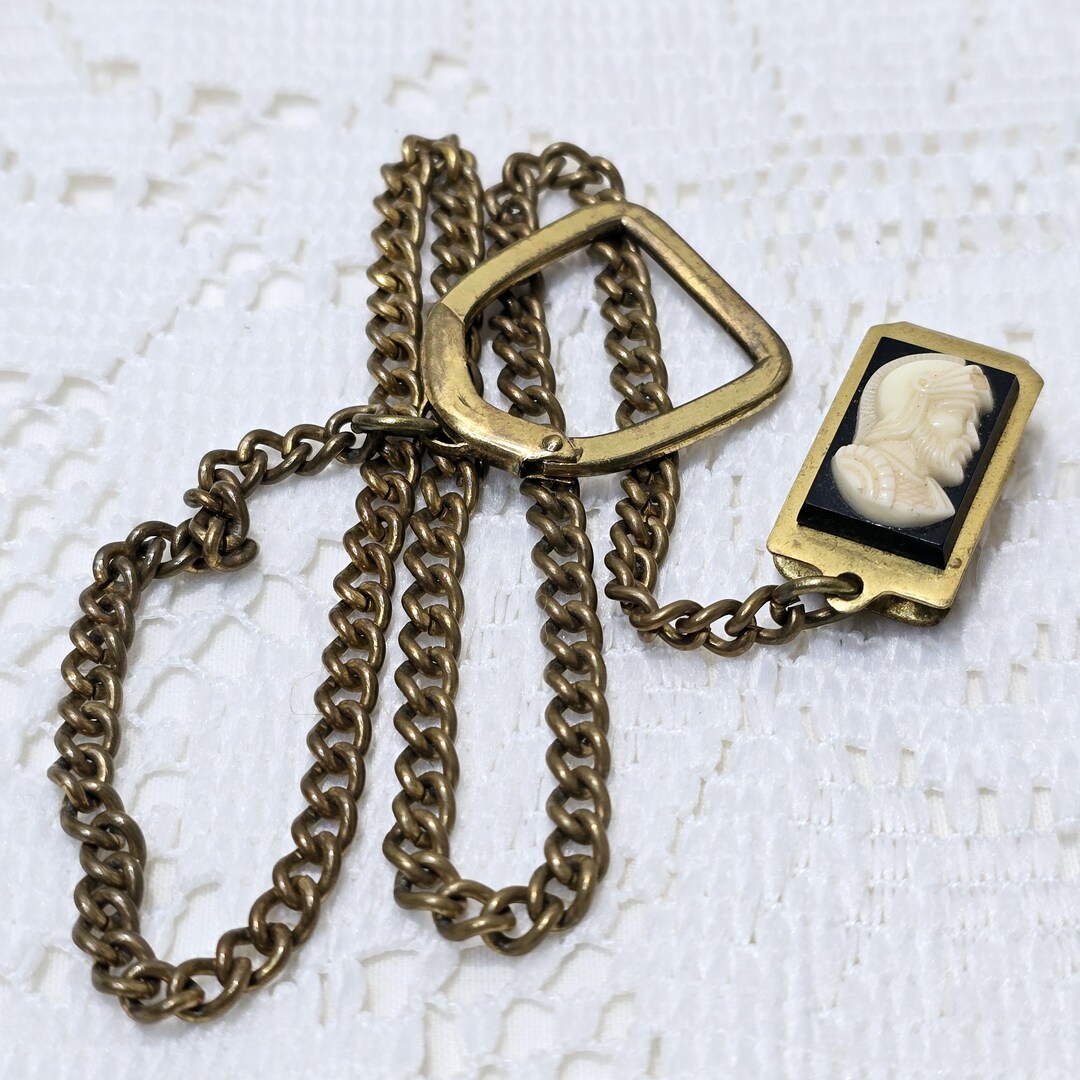 Vintage Medieval Pocket Watch Fob and Chain Featuring a Spartan Soldier ...