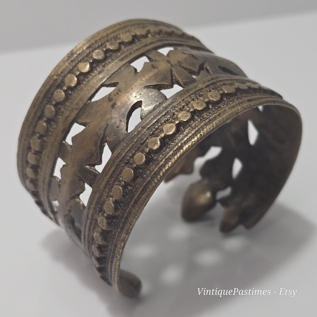Antique Brutalist Bronze Wide Claws Bracelet - Ethnic Trench Art Cuff ...