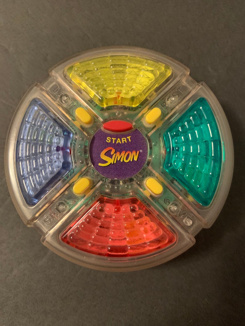 Pocket Simon 1998 Milton Bradley MB Handheld Electronic Game Clear ...