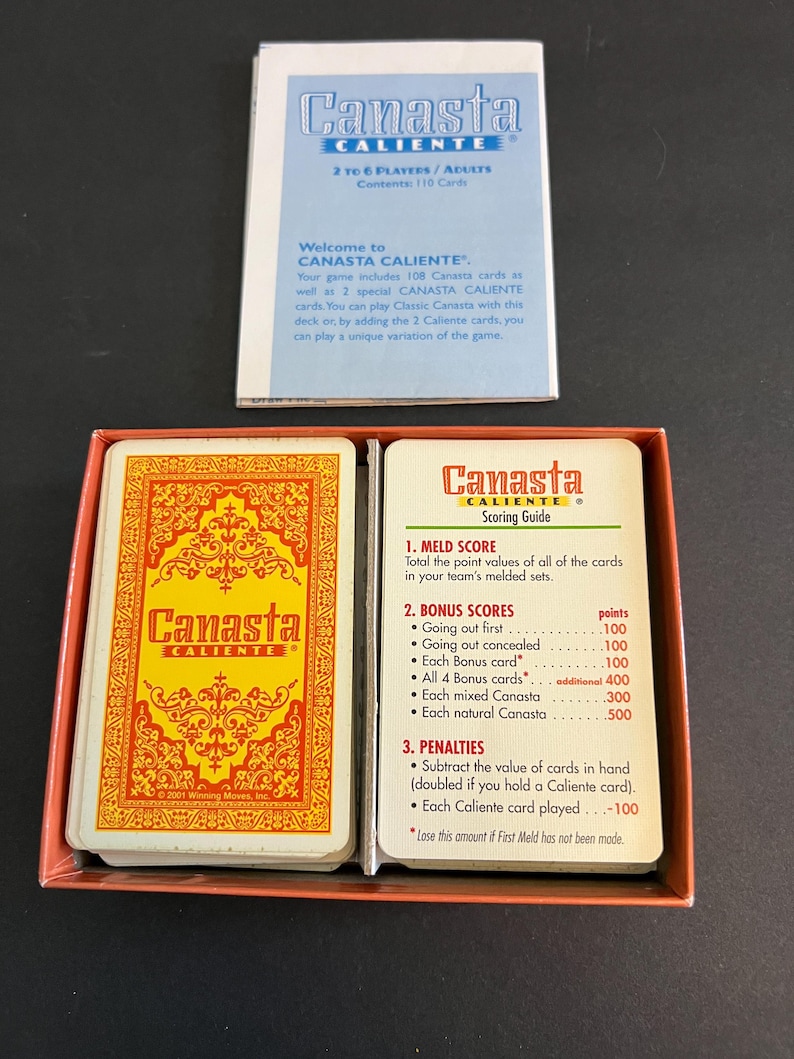 Canasta Caliente Card Game 2001 Parker Brothers Hasbro Winning Moves ...