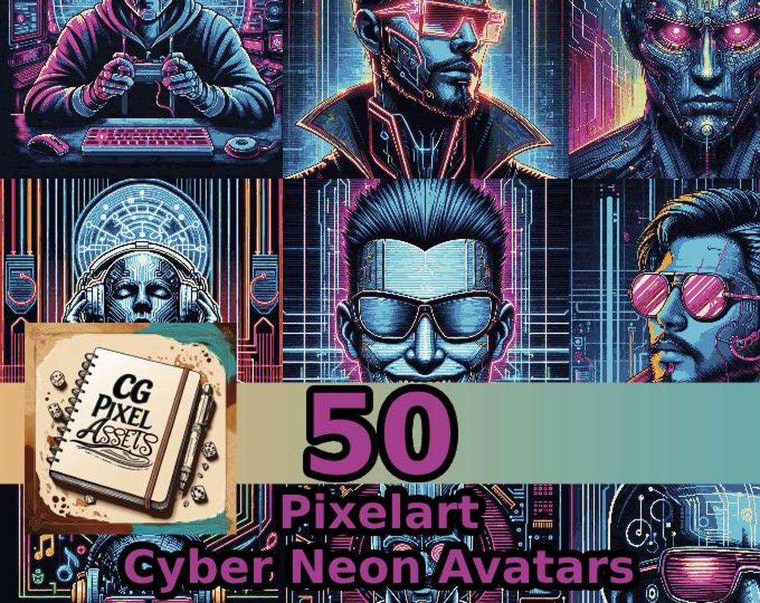Pixel Avatars: Neon Cyber Guy - Etsy