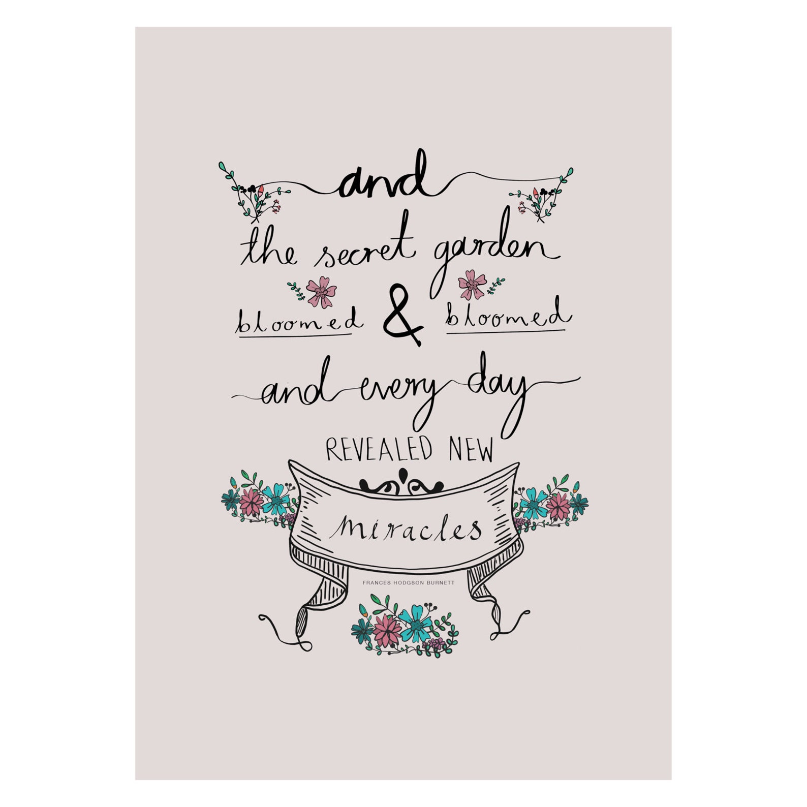 Hand Drawn Inspirational Printed Poster With Flowers and - Etsy