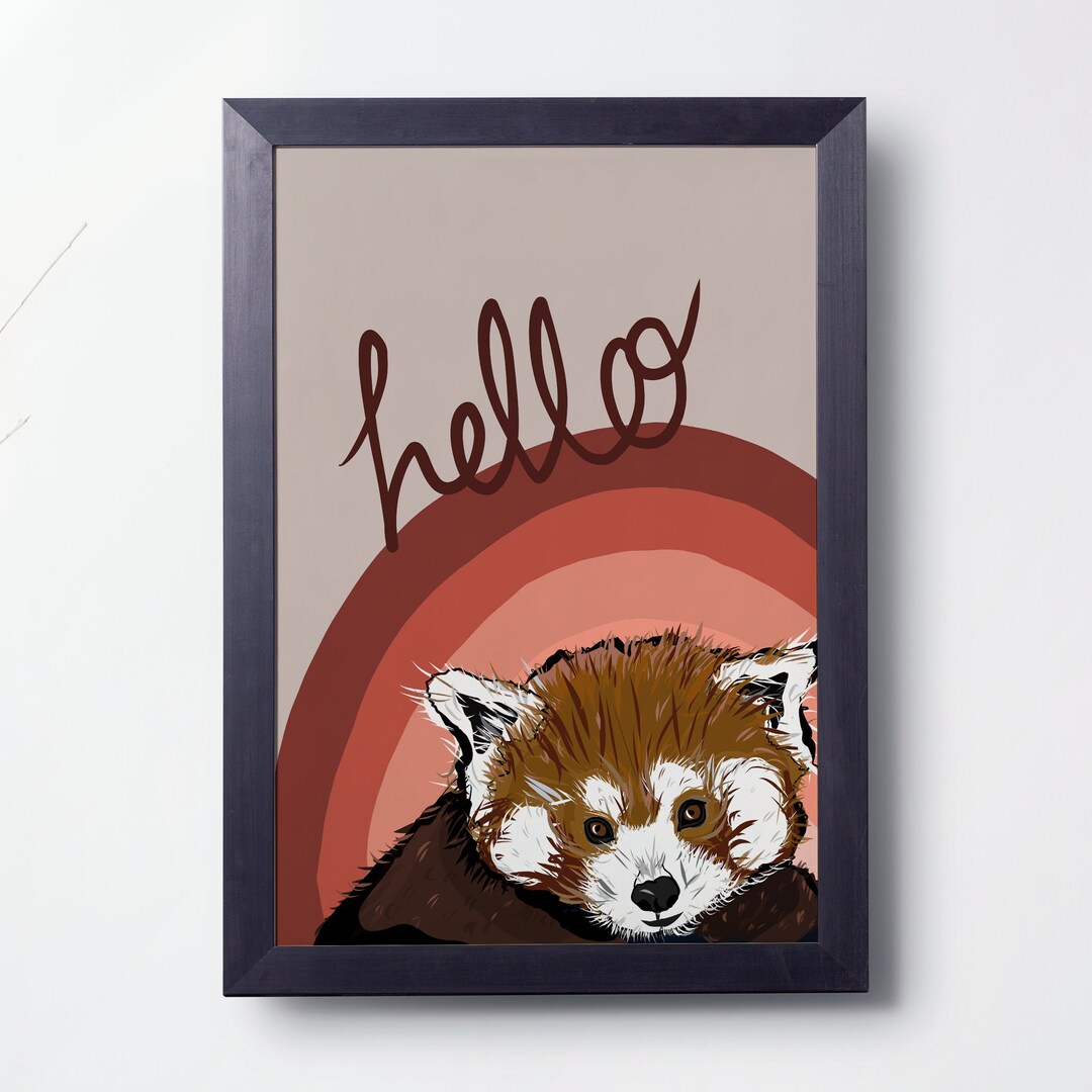 Stunning Hand-drawn Red Panda and Rainbow Print A5 Size. - Etsy
