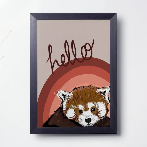 Stunning Hand-drawn Red Panda and Rainbow Print A5 Size. | Etsy