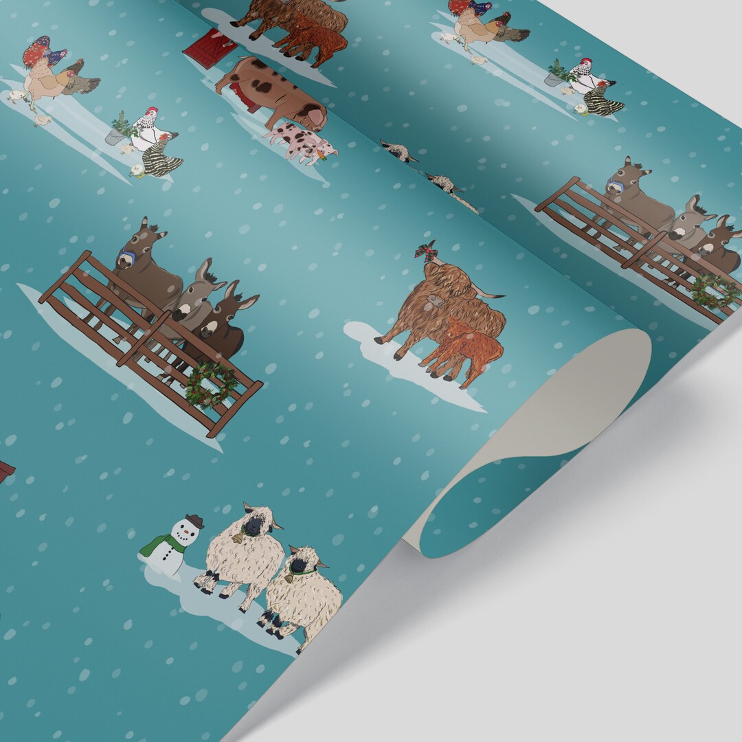 Christmas Farm Wrapping Paper / Gift Wrap - Etsy UK